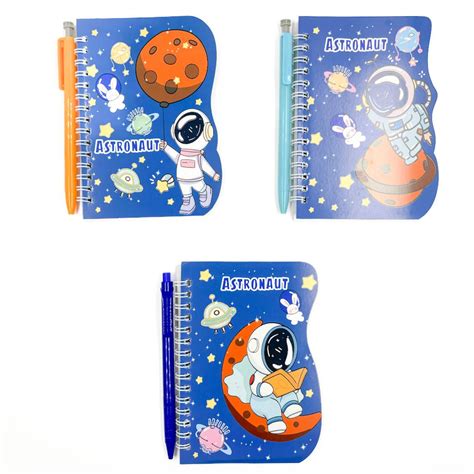 Mini Caderno Astronauta c Caneta Papelândia Atacado de Papelaria