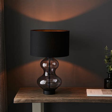 Shaped Glass Touch Table Lamp Matt Black Stillorgan Decor