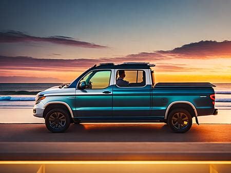A Blue Pick Up Truck Parked On The Side Of The Road Image Design ID