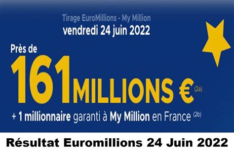 Résultat Euromillions et My Million du 24 juin 2022 et grille des gains