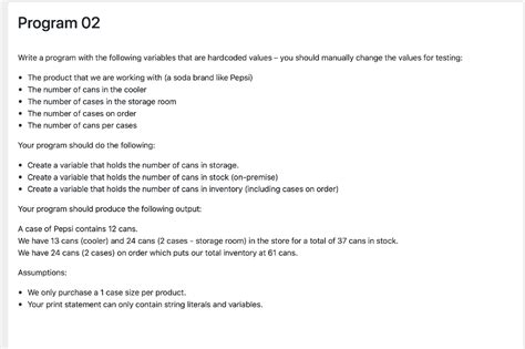 Solved Program Write A Program With The Following Chegg