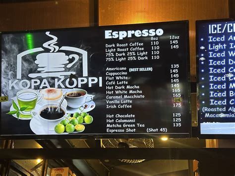 Menu At Koppa Koppi Cafe Tagaytay