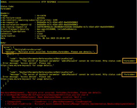 Azure Resource Manager Errors When Deploying ARM Template Stack