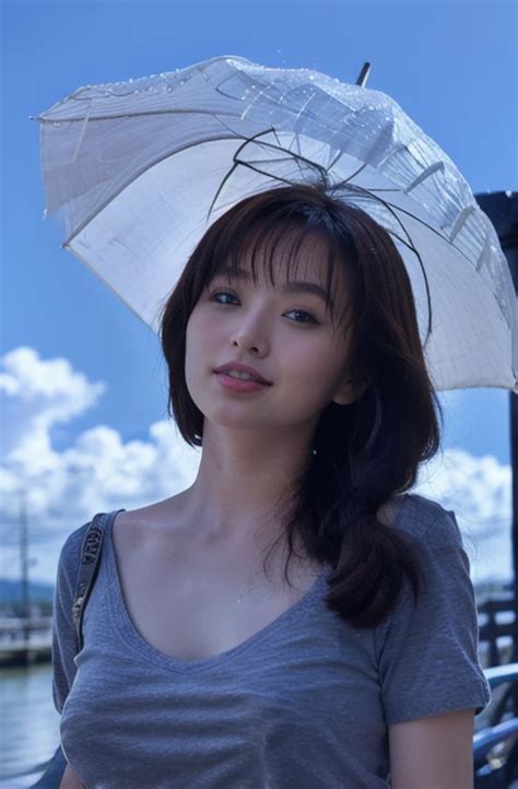 Highest Qualityultra High Resolution One Girljeffsblue Sky Seaart Ai