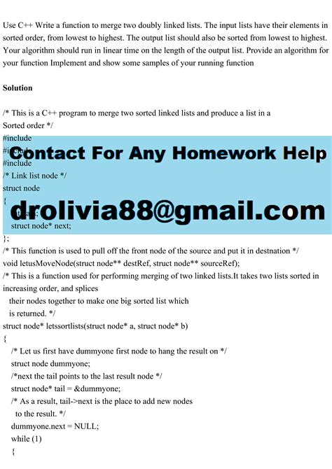 Use C Write A Function To Merge Two Doubly Linked Lists The Inputpdf