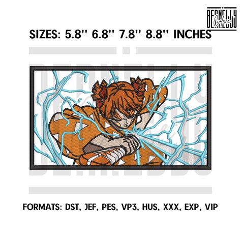 Zenitsu Embroidery Design File Kimetsu No Yaiba Anime597 Inspire Uplift