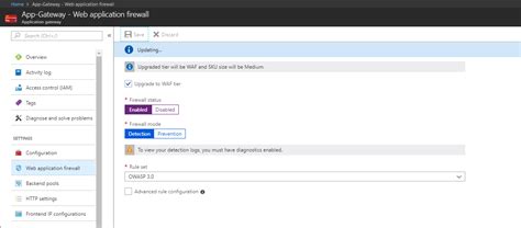 configurar el web application firewall en azure application gateway return gis