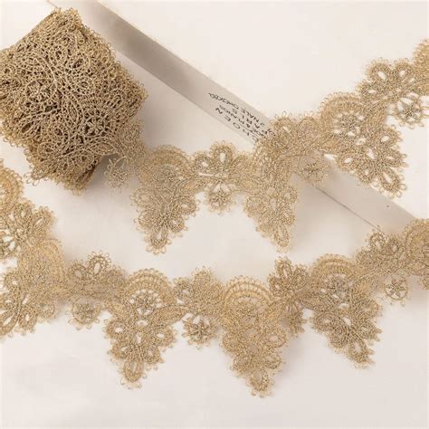 Gold Lace Trim 4 8 Yards Venice Gold Ribbon Metaillic Embroidery Lace For Sewing