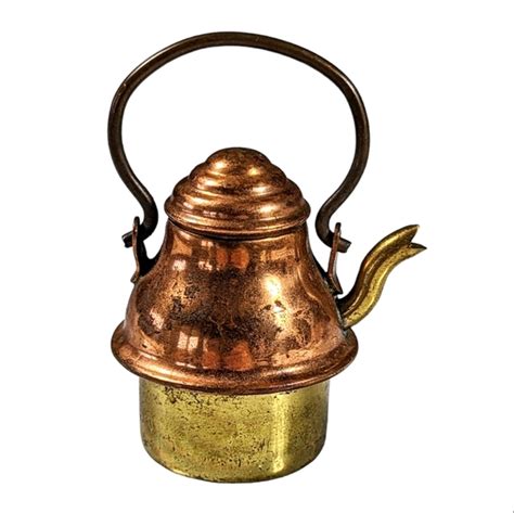 Unbranded Toys Vintage Miniature Copper And Brass Teapot Kettle