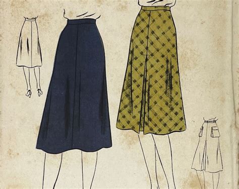 Vogue 9014 1940s Bias Cut Flared Skirt With An Inverted Pleat And