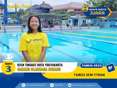 Juara III Cabang Olahraga Renang O SN Tingkat Kota Yogyakarta SMP Negeri Yogyakarta