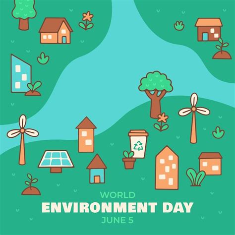 Ilustración dibujada a mano para la celebración del día mundial del medio ambiente Vector Gratis