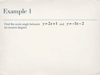 Angle Between Lines KEY