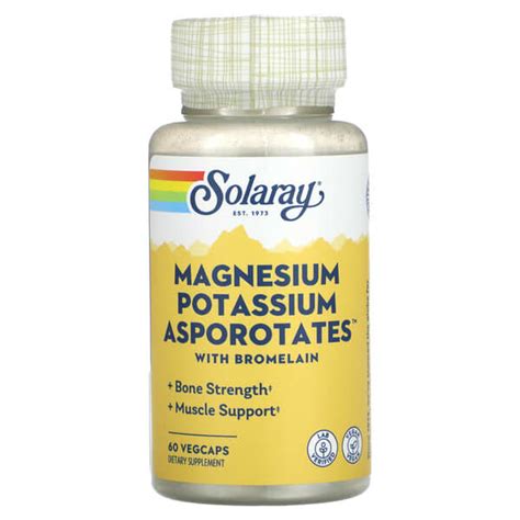 Solaray Magnesium Potassium Asporotates With Bromelain 60 Vegcaps