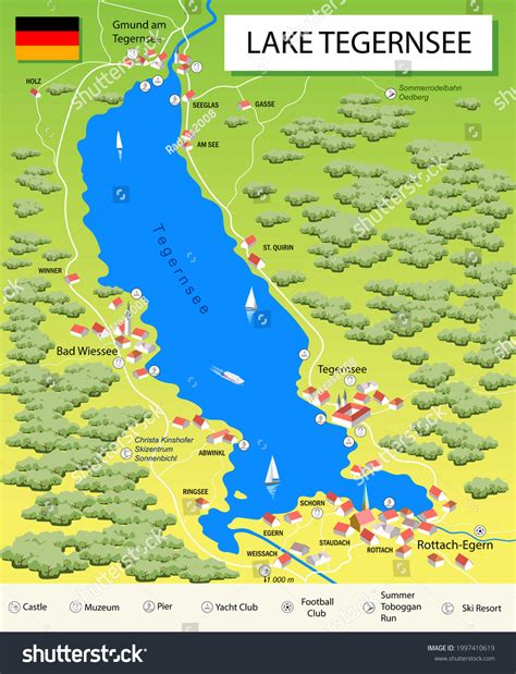 Image Tourist Map Lake Tegernsee Stock Illustration 1997410619