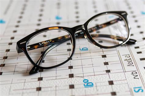 High Quality Image Of Glasses On A Snellen Eye Chart For Precise Vision