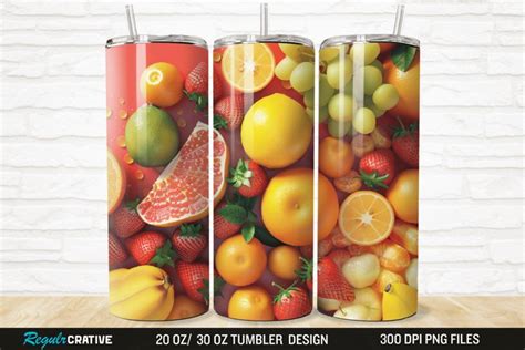 3D Fresh Fruits 20 30oz Skinny Tumbler