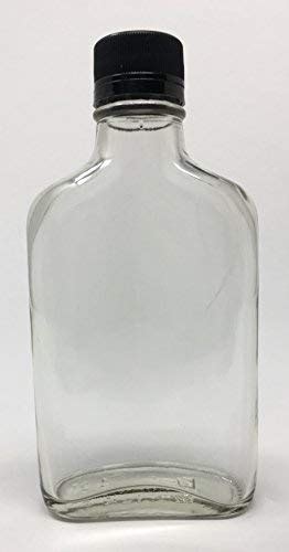 200 Ml 66 Oz Glass Flask Liquor Bottle With Black Caps 12 Pack