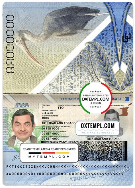 Trinidad And Tobago Passport Example In Psd Format With All Fonts