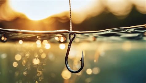 Fishing Hook On String Underwater Clear Sea Or Ocean Water Background