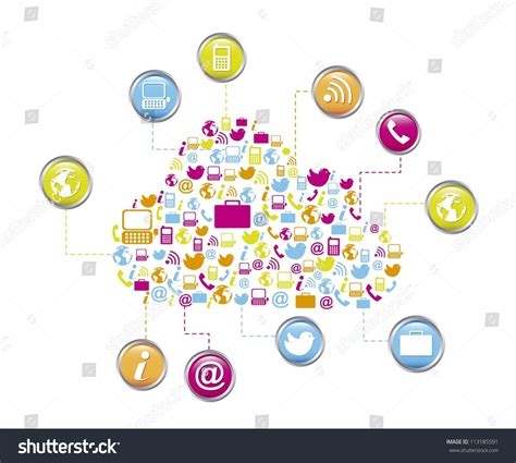 Cloud Computing Icons Isolated Vector Illustration Stock Vector Royalty Free