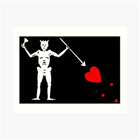 Blackbeards Pirate Flag White Black Classic Original Skeleton And