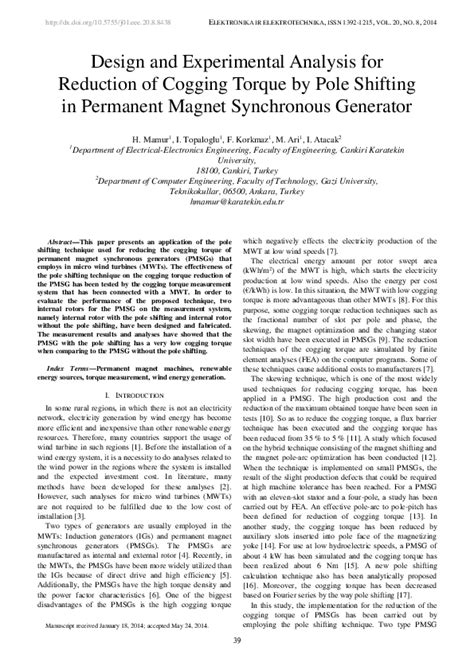 Pdf Design And Experimental Analysis For Reduction Of Cogging Torque By Pole Shifting In