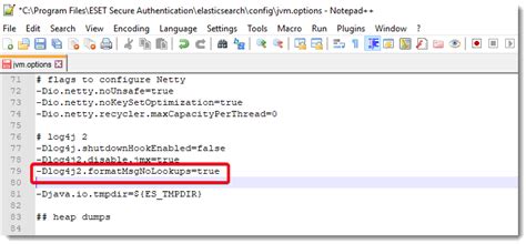 [kb8190] vulnerability log4j2 in the reporting engine elasticsearch