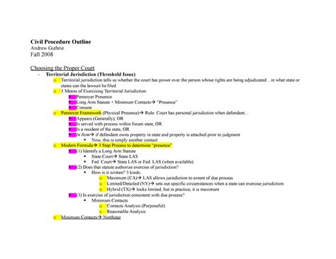 Civil Procedure Outline Civil Procedure Outline Andrew Guthrie Fall