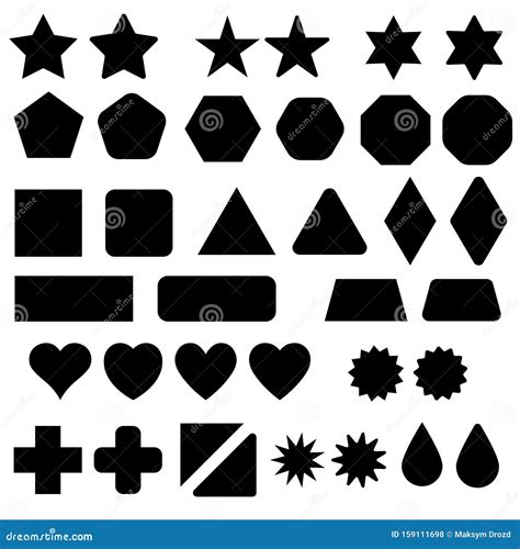 Basic Shape Elements With Sharp And Rounded Edges Vector Set Stock Illustration Illustration