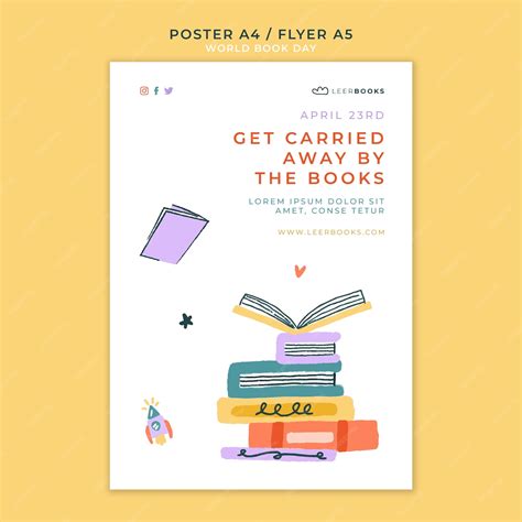 세계 책의 날 세로 포스터 템플릿 무료 Psd 파일