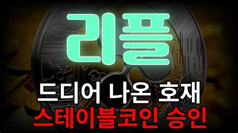 리플 드디어 나온 호재 스테이블코인 승인 Youtube