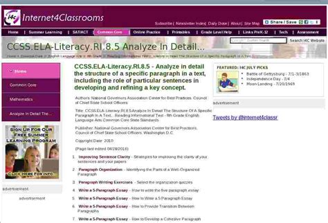 Ccss Ela Literacy Ri 8 5 Analyze In Detail The Structure Of A