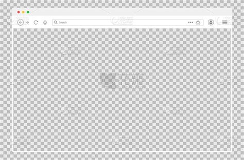 透明的浏览器窗口。网站模型框架。计算机浏览器的可编辑模板。空的桌面屏幕布局。薄网页框架。自定义背景。 花瓣网