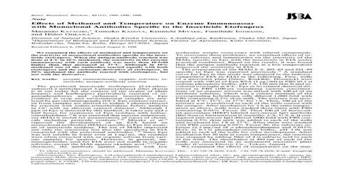 Effects Of Methanol And Temperature On Enzyme Immunoassay With