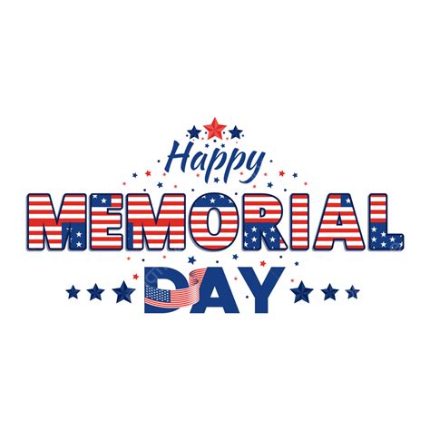 Happy Memorial Day American Flag Text Vector Happy Memorial Day