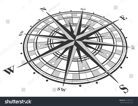 Compass Rose Isolated On White Vector เวกเตอร์สต็อก ปลอดค่าลิขสิทธิ์
