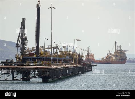 Athens Greece 15th Aug 2018 Helfe Tanker And Gas Terminal Platforms