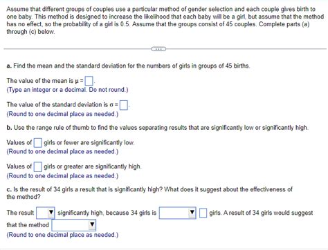 Solved Assume That Different Groups Of Couples Use A Chegg Com