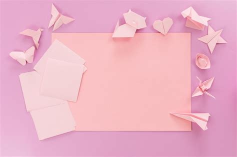 Premium Photo Pink Origami Figures