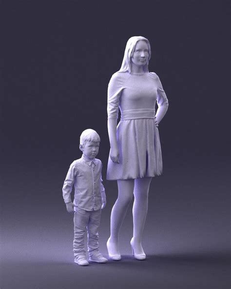 Mother And Son 0045 3d Model By 3dfarm