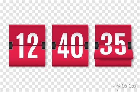 Countdown Timer With Numbers Isolated Clock Counter Wall Mural