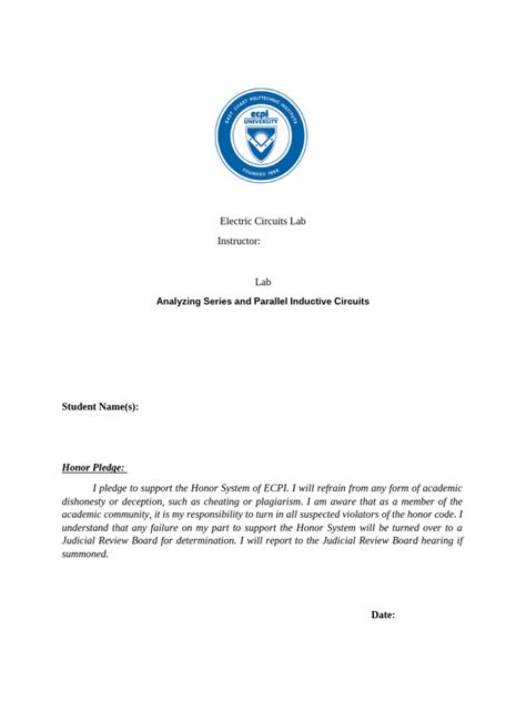 Lab Report Analyzing Series And Parallel Inductive Circuits Pdf Inductance Electrical