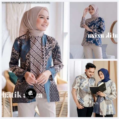 Promo Atasan Batik Couple Wanita Modern Lengan Panjang Baju Seragam