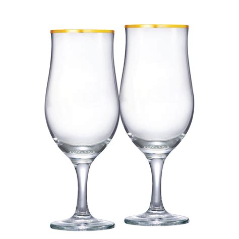 Jogo de Taças de Vidro Berlin Filete de Ouro para Cerveja 330ml