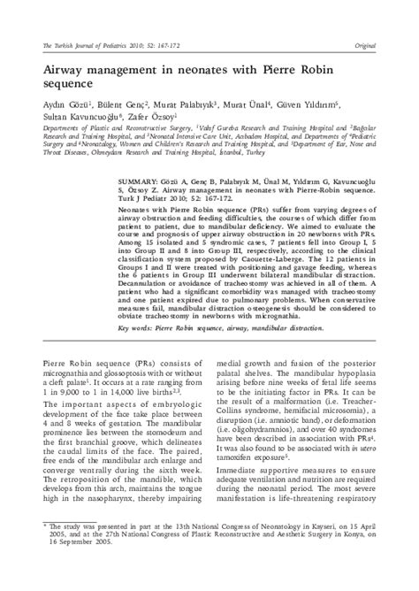Pdf Airway Management In Neonates With Pierre Robin Sequence