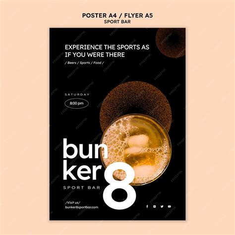 맥주와 스포츠 바 세로 포스터 템플릿 무료 Psd 파일