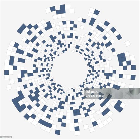 Solid Rectangles In Circular Pattern With Gaps Around Empty Space Stock