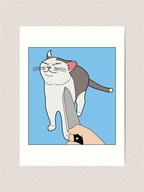 Smug Knife Cat Meme Art Print For Sale By Theredcat Redbubble