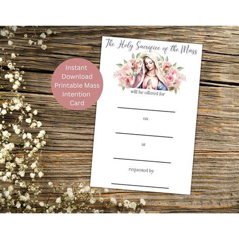 Mass Intention Card Catholic Mass Card Printable Mass Card